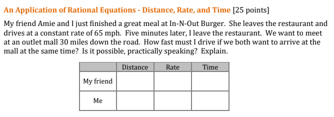 Solved An Application of Rational Equations - Distance, | Chegg.com