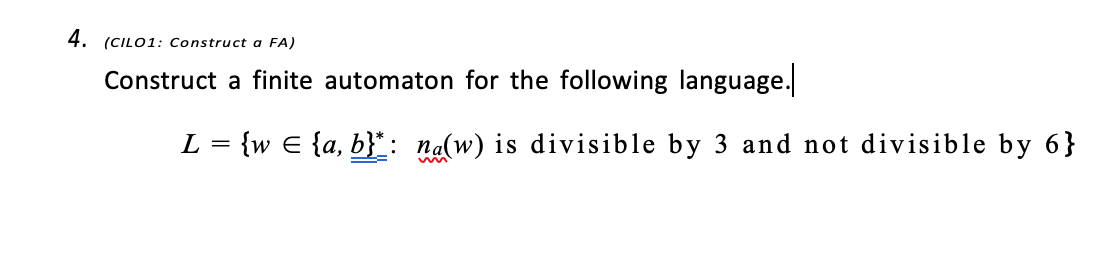 Solved 4. (CILO1: Construct a FA) Construct a finite | Chegg.com