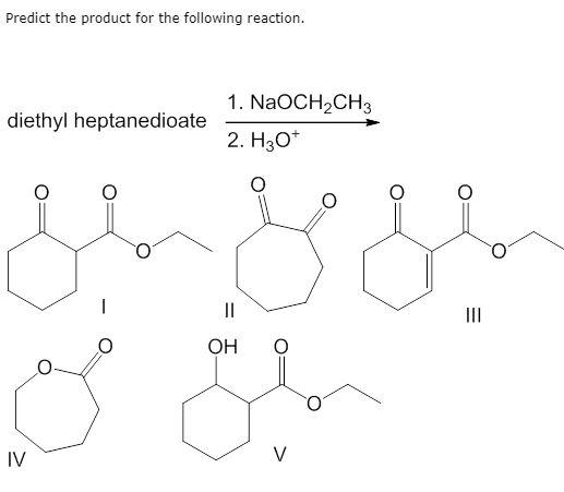 Solved Predict the product for the following reaction. | Chegg.com