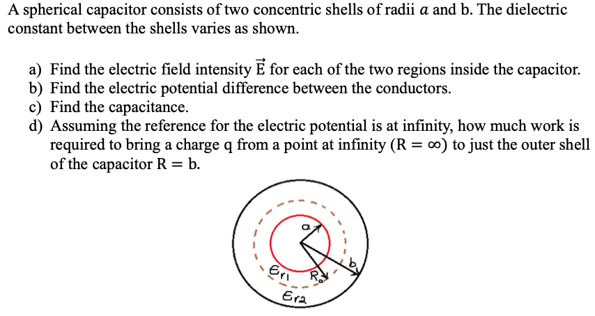 Solved A spherical capacitor consists of two concentric | Chegg.com