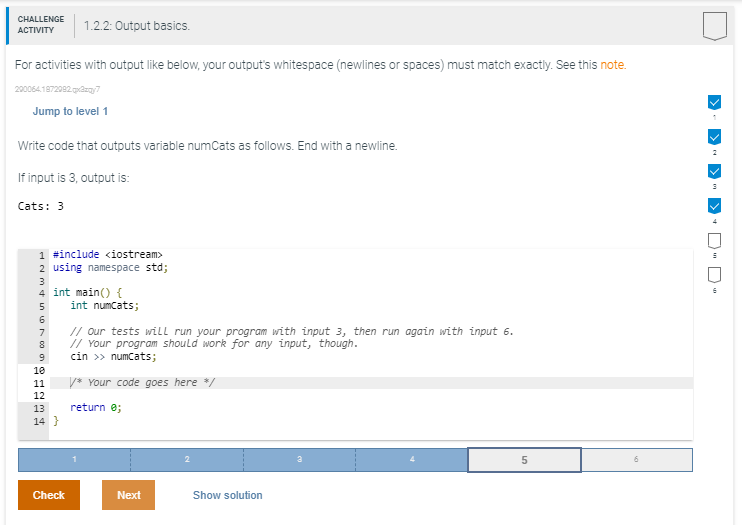 Solved CHALLENGE ACTIVITY 1.2.2: Output basics For | Chegg.com