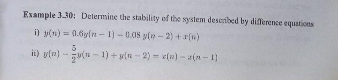 Solved Example 3.30: Determine the stability of the system | Chegg.com