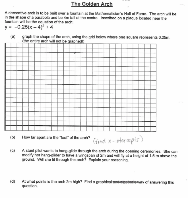 Solved The Golden Arch A decorative arch is to be built over | Chegg.com