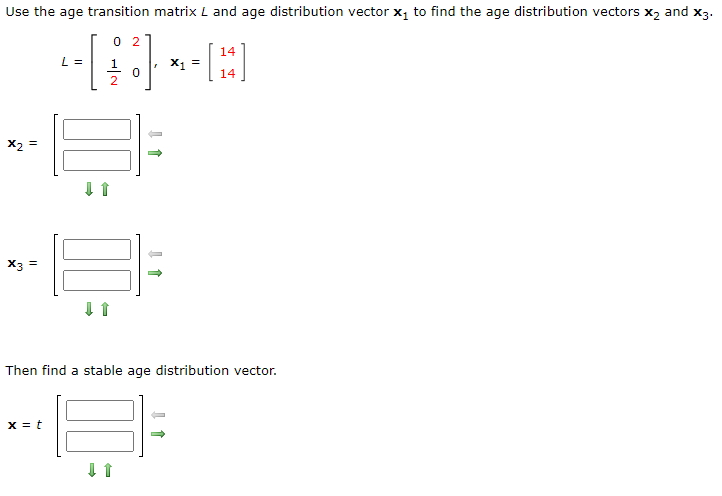 Solved Use the age transition matrix L and age distribution | Chegg.com