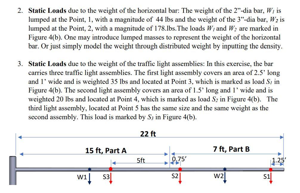 2. Static Loads due to the weight of the horizontal | Chegg.com