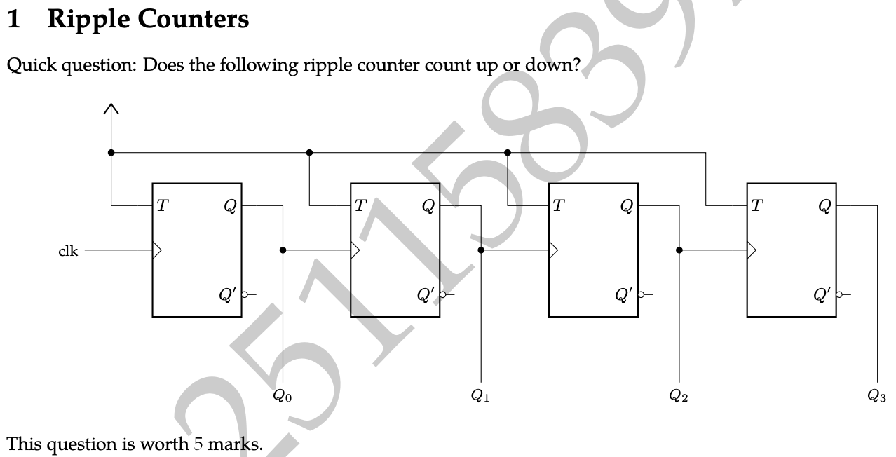 Solved 1 Ripple Counters Quick question: Does the following | Chegg.com