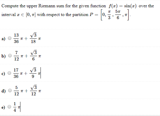 Solved Compute the upper Riemann sum for the given function | Chegg.com