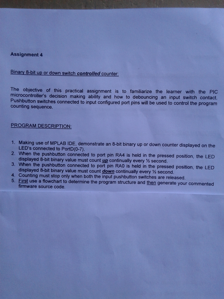 Solved Assignment 4 Binary 8-bit up or down switch | Chegg.com