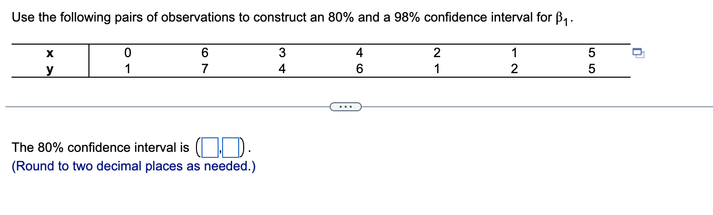 Solved Use the following pairs of observations to construct | Chegg.com