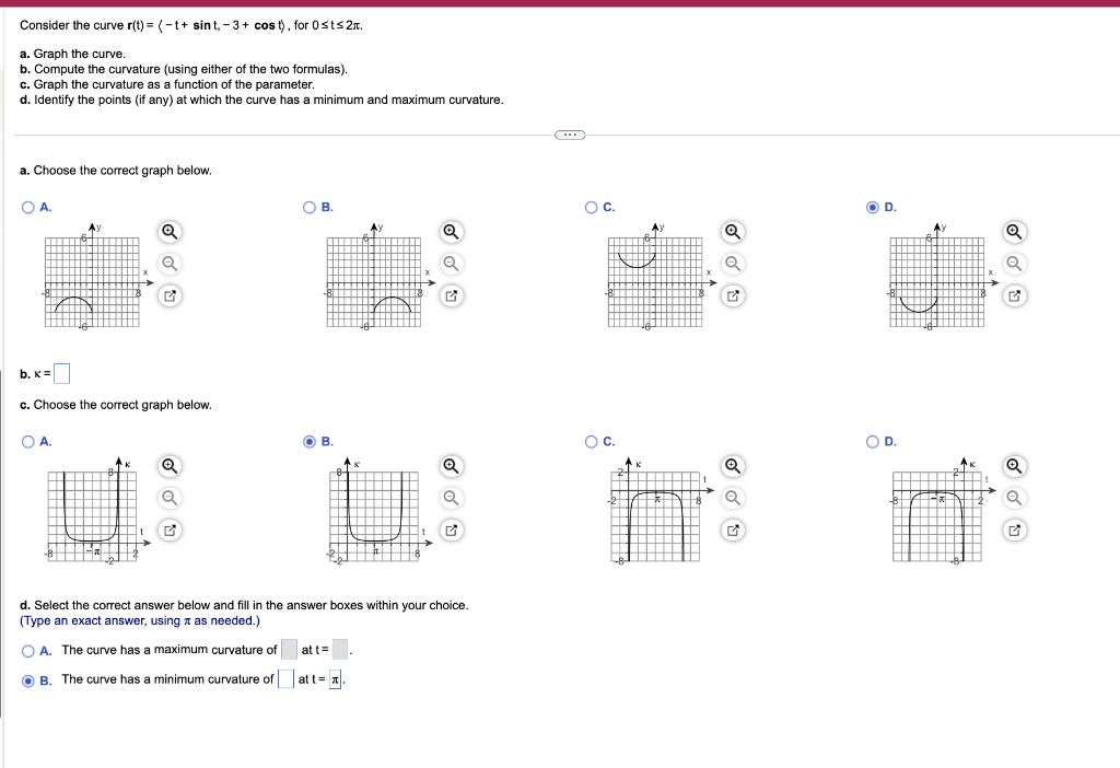 Solved Consider the curve r(t)= −t+sint,−3+cost , for | Chegg.com