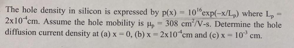 Solved The hole density in silicon is expressed by | Chegg.com