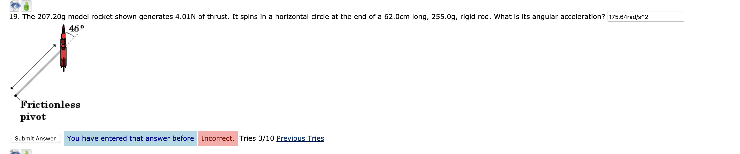 Solved Frictionless pivot Tries 3/10 Previous Tries | Chegg.com