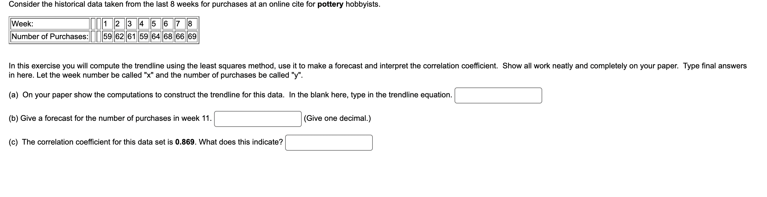 Solved Consider the historical data taken from the last 8 | Chegg.com