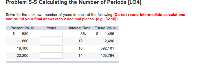 Solved Problem 5-5 Calculating the Number of Periods [L04] | Chegg.com