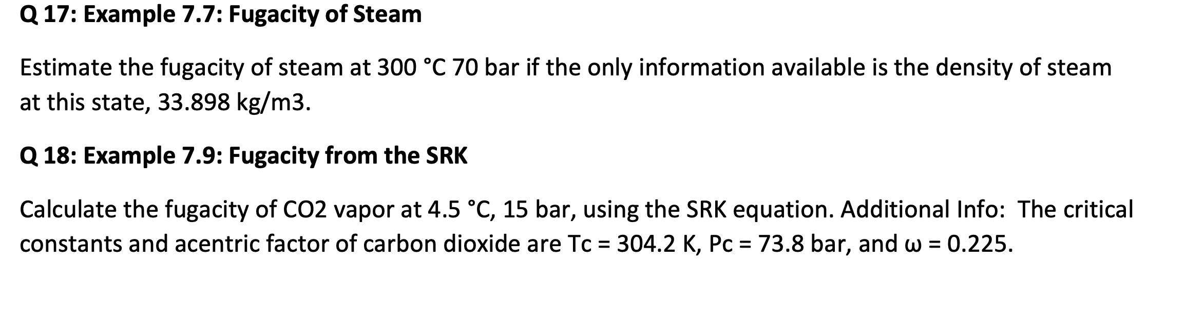 Q 17: Example 7.7: Fugacity of SteamEstimate the | Chegg.com