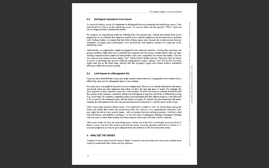 Solved 1. In Note 2: Performing a Case Analysis (pages | Chegg.com