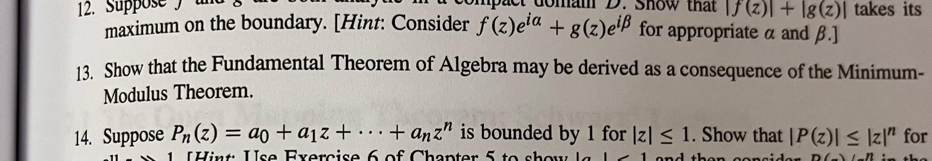 Solved Show the Fundamental Theorem of Algebra may be | Chegg.com