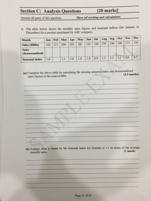 Solved Section C: Analysis Questions 120 marks Answer all | Chegg.com