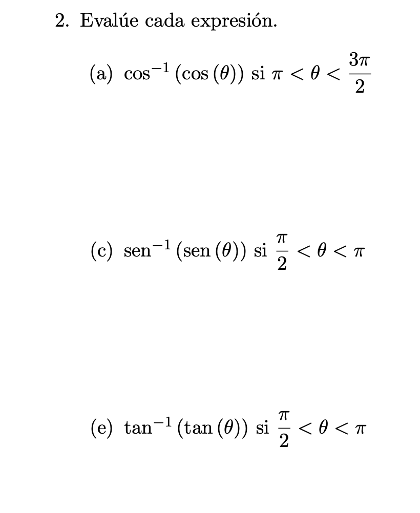 Solved f) tan−1(tan(θ)) si π