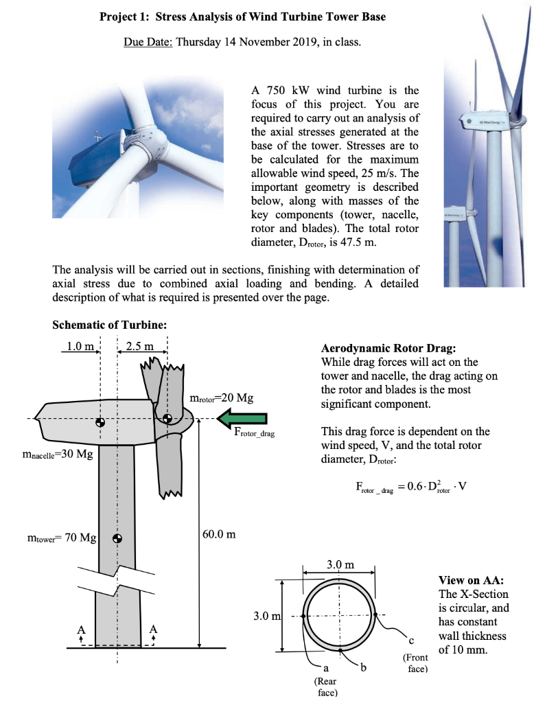 Project 1: Stress Analysis of Wind Turbine Tower Base | Chegg.com