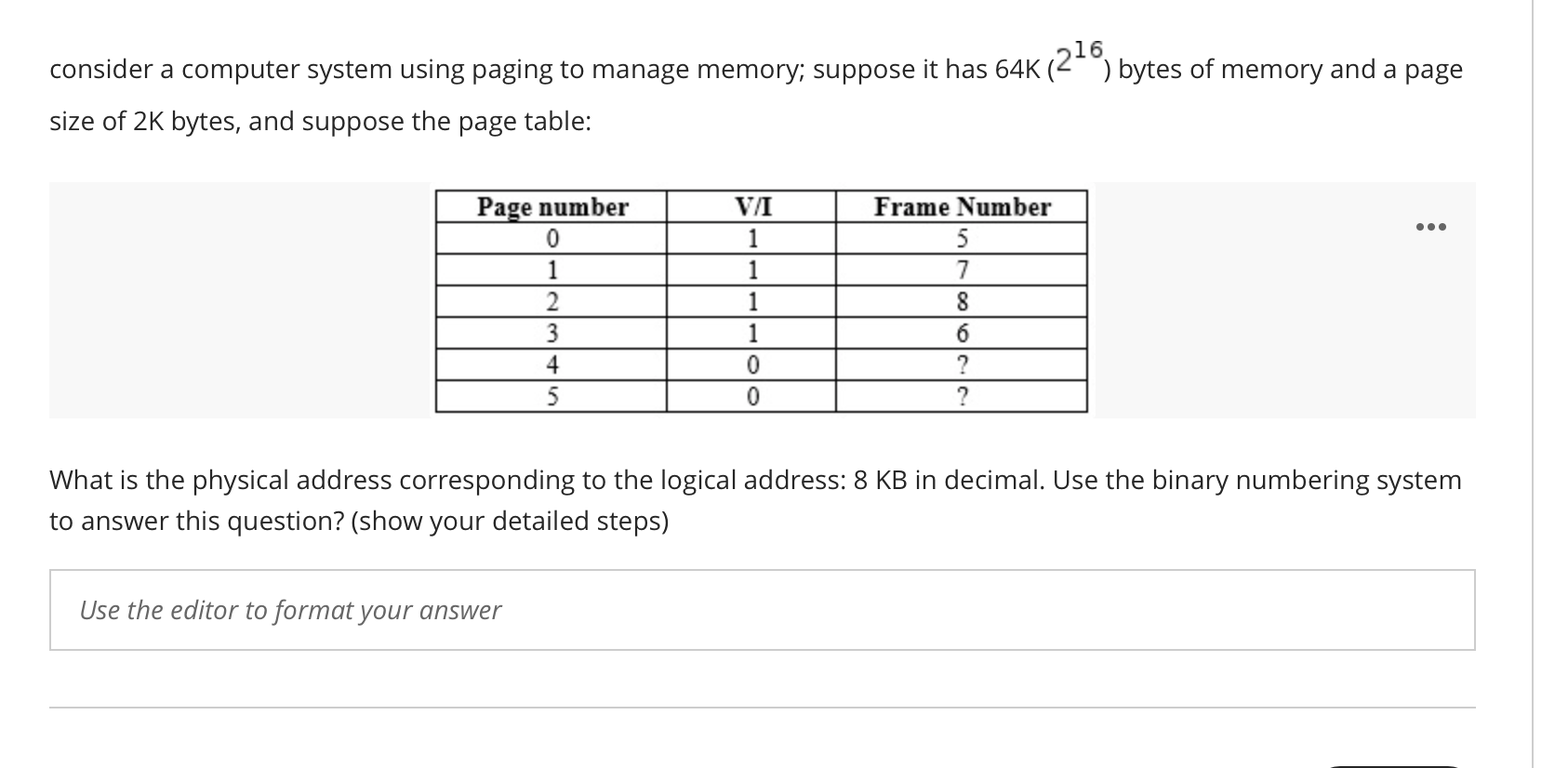 Solved consider a computer system using paging to manage | Chegg.com