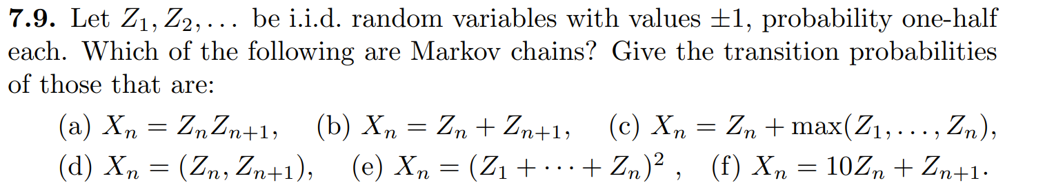 Solved 7 9 Let Z1 Z2 Be I I D Random Variables With