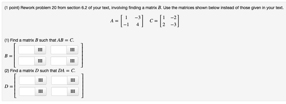 Solved (1 point) Rework problem 20 from section 6.2 of your | Chegg.com