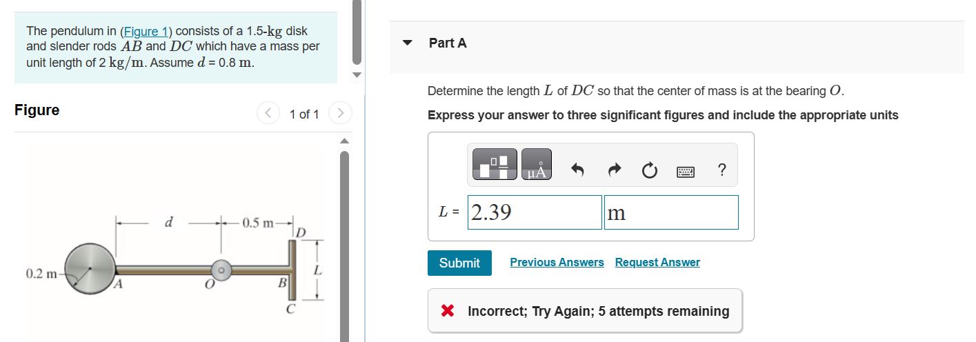 The pendulum in (Figure 1) consists of a 1.5−kg disk | Chegg.com