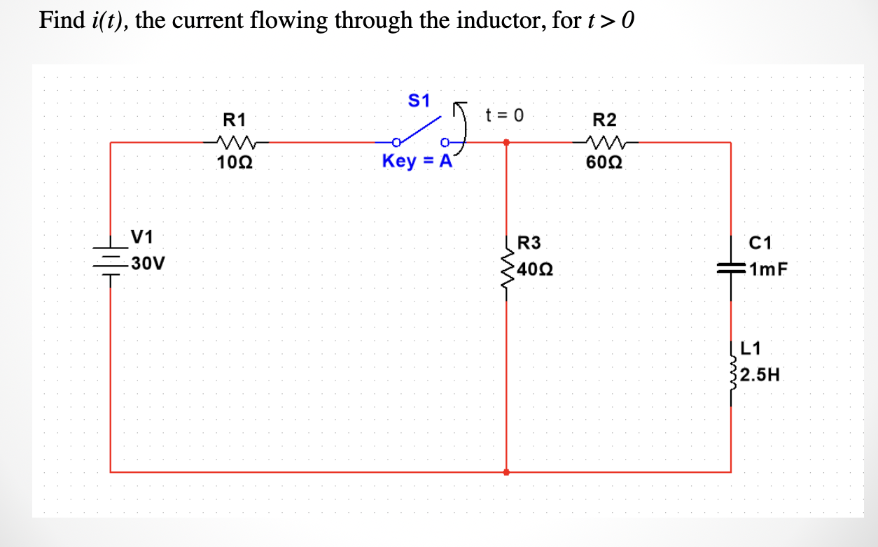 Solved Find i(t), ﻿the current flowing through the inductor, | Chegg.com