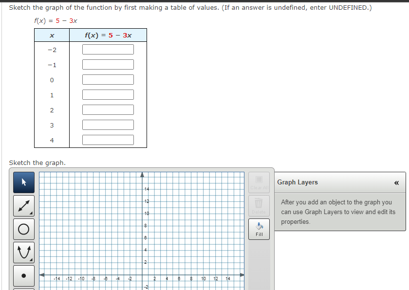 Solved f(x)=5−3x Sketch the graph. Graph Layers After you | Chegg.com