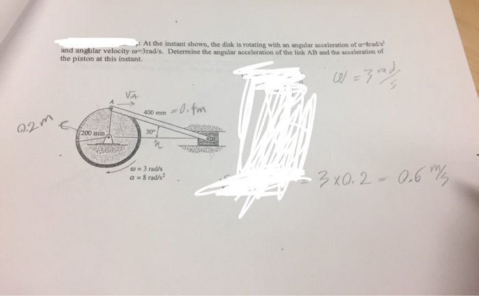 Solved At the instant shown, the disk is rotating with an | Chegg.com