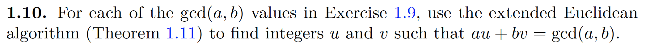 Solved 1.10. For each of the gcd(a,b) values in Exercise | Chegg.com