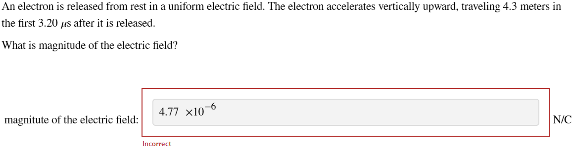 Solved An Electron Is Released From Rest In A Uniform