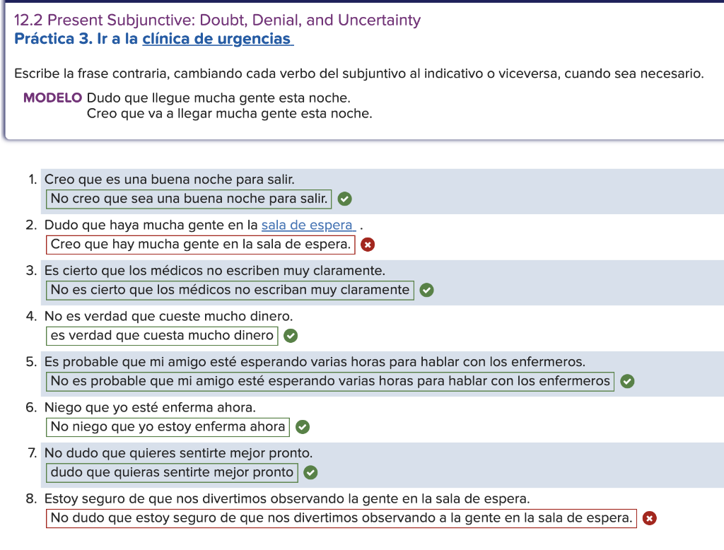 12.2 Present Subjunctive: Doubt, Denial, and | Chegg.com
