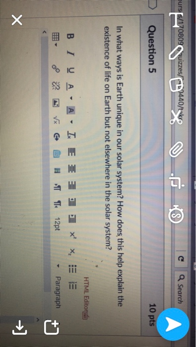 Solved ur C Q Search Question 5 10 pts In what ways is Earth | Chegg.com