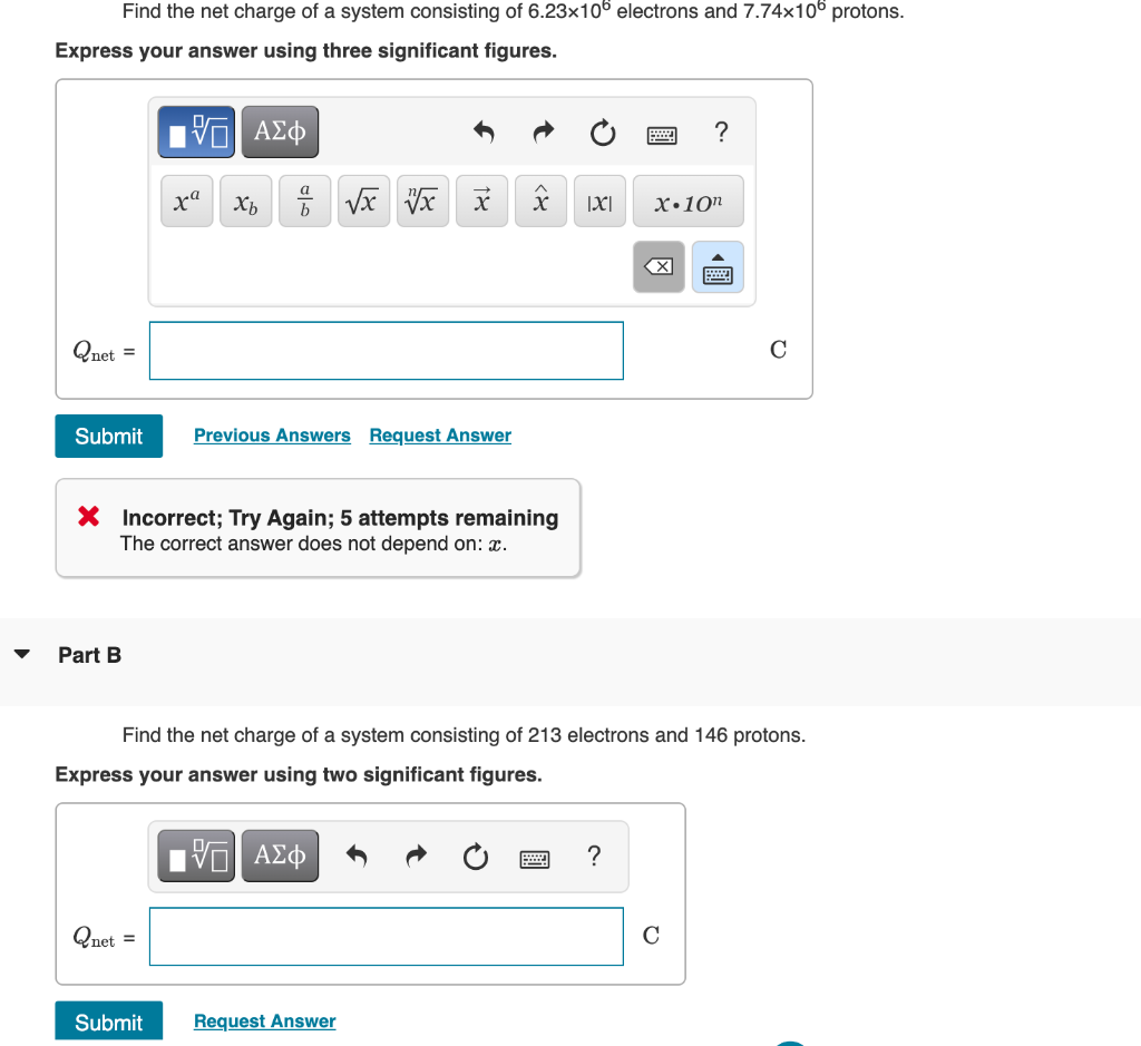 Solved Find the net charge of a system consisting of | Chegg.com