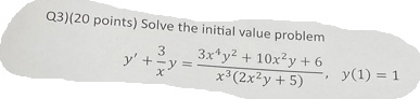 Solved Q3)(20 points) Solve the initial value problem | Chegg.com