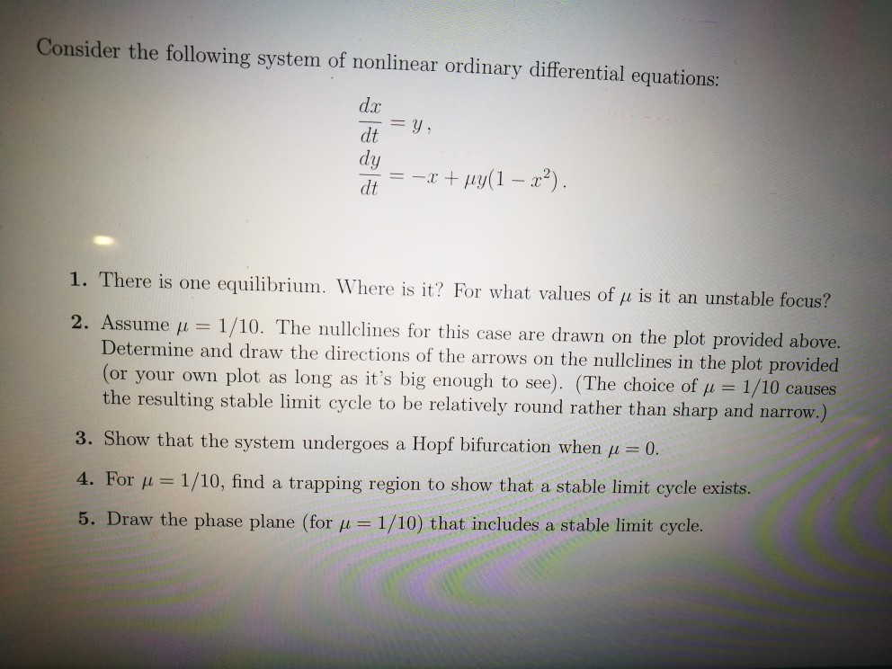 Solved Consider the following system of nonlinear ordinary | Chegg.com
