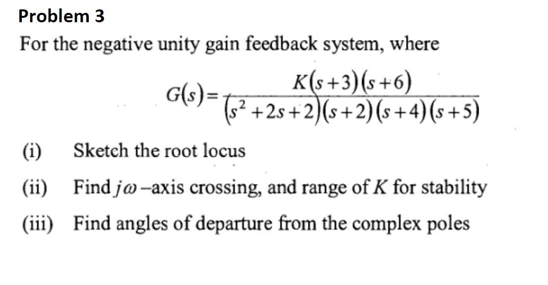 Solved For the negative unity gain feedback system, where | Chegg.com