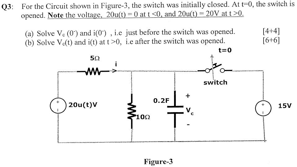 Solved Q3: For the Circuit shown in Figure-3, the switch was | Chegg.com