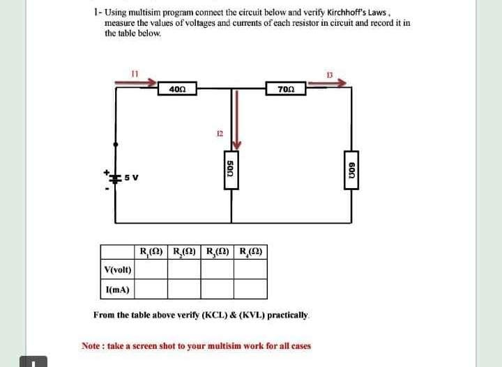 Solved 1- Using multisim program connect the circuit below | Chegg.com