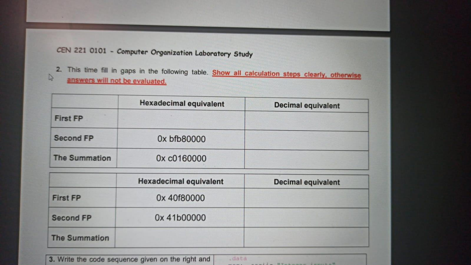 Solved CEN 221 0101 - Computer Organization Laboratory Study | Chegg.com