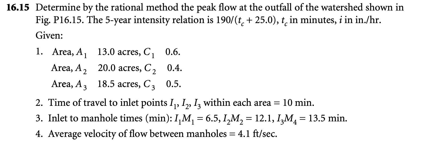 Solved 16.17 Solve Problem 16.15 by the NRCS (SCS) TR-55 | Chegg.com