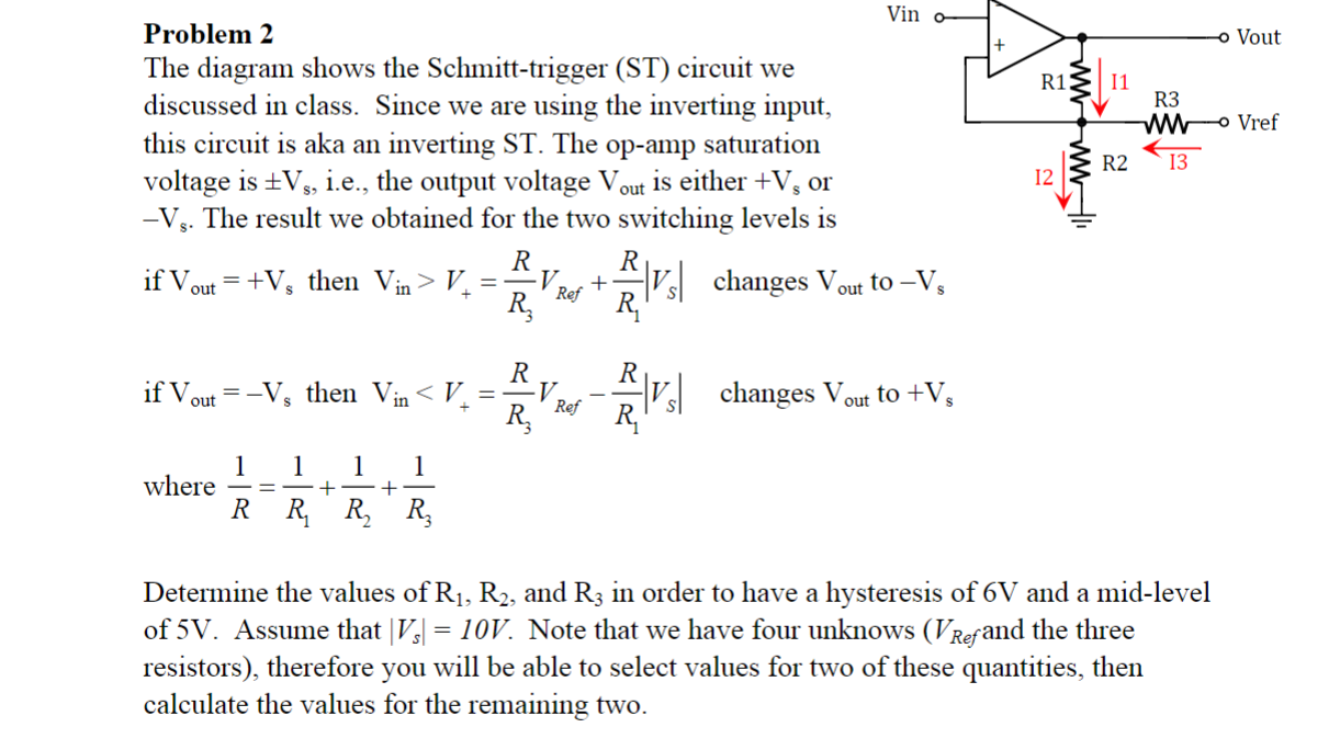 Solved Problem 2 The diagram shows the Schmitt-trigger (ST) | Chegg.com