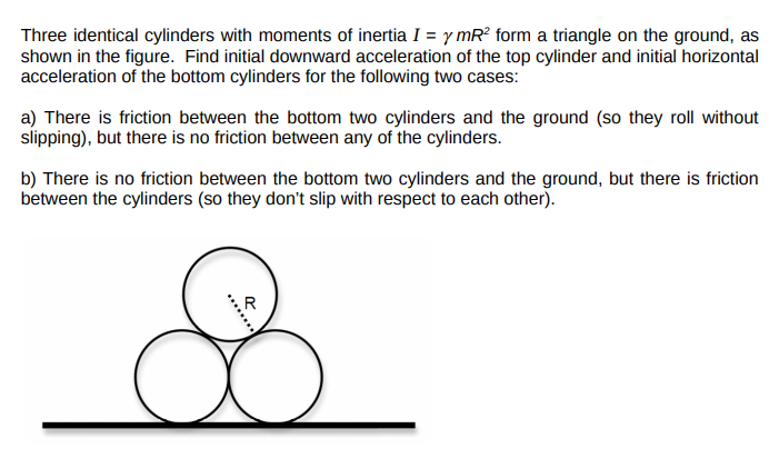 Solved Three identical cylinders with moments of inertia \\( | Chegg.com