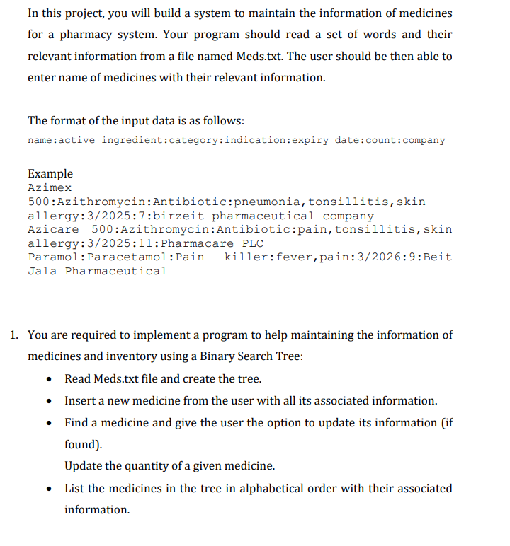 Solved In this project, you will build a system to maintain | Chegg.com