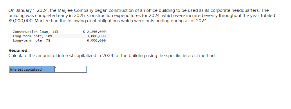 Solved On January 1, 2024, the Marjlee Company began | Chegg.com