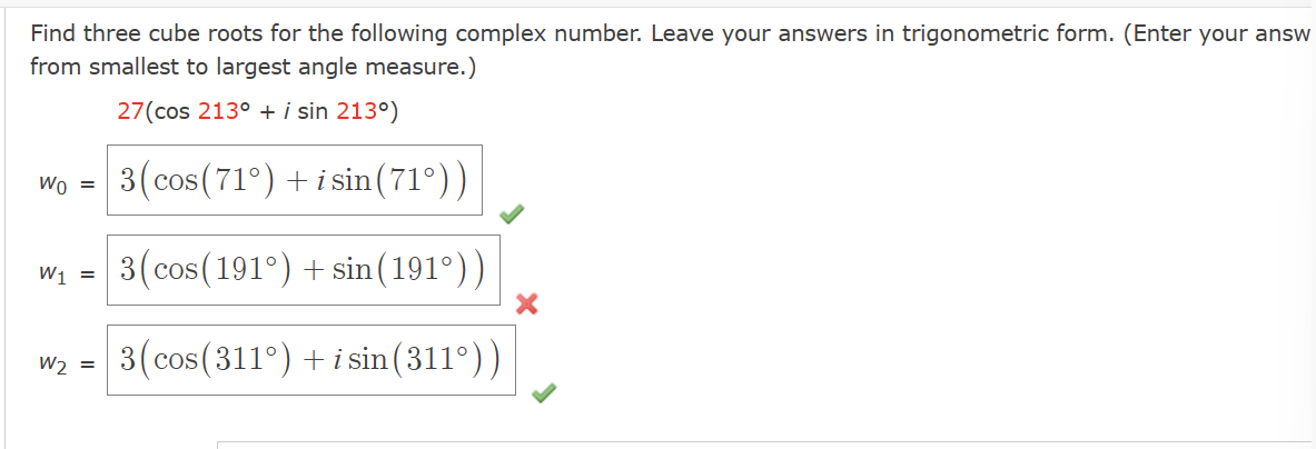 Find three cube roots for the following complex | Chegg.com