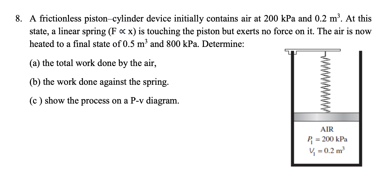 Solved 8. A frictionless piston-cylinder device initially | Chegg.com