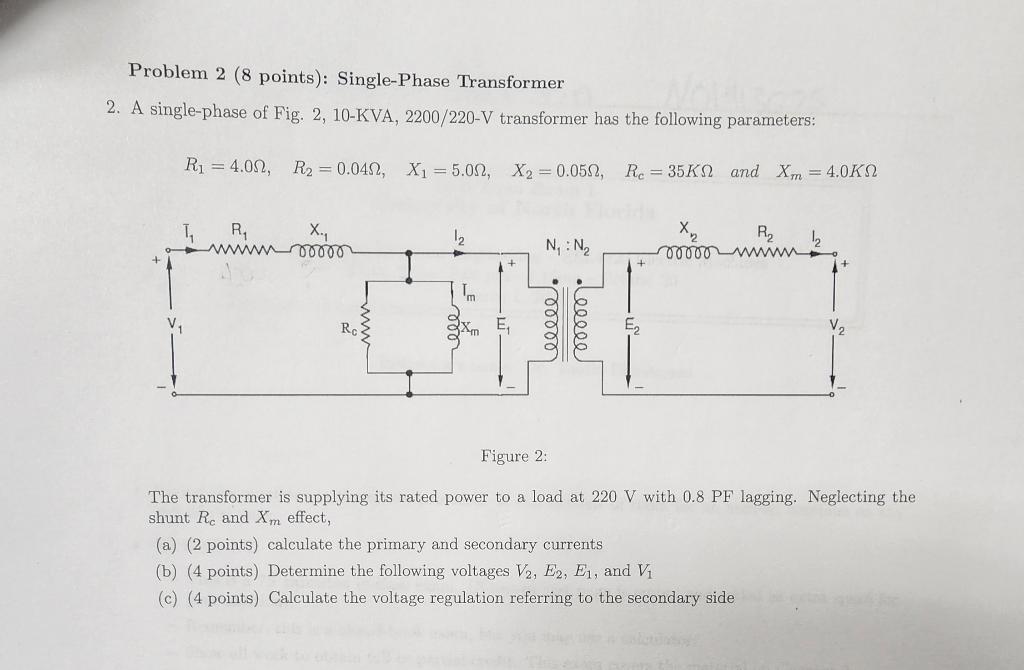 Solved Problem 2 ( 8 points): Single-Phase Transformer 2. A | Chegg.com